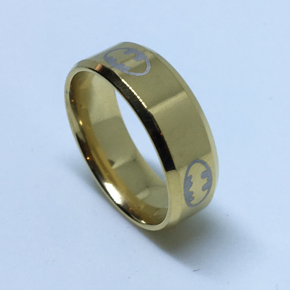 3 Royal Dazzy | Jewelry | Gold Batman Symbol On Stainless Steel Ring ...